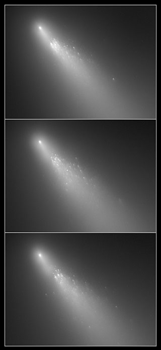 Spectacular view of ongoing comet breakup | ESA/Hubble