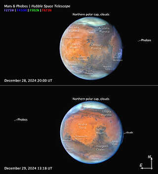 Mars and Phobos (annotated) | ESA/Hubble