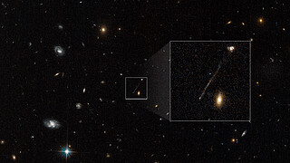 Hubble photographs stellar trail of runaway black hole | ESA/Hubble